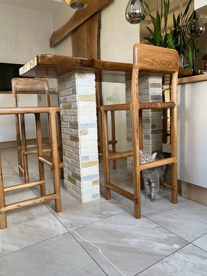 Unique Wood Bar Stools Handmade Counter Stools Farmhouse | Etsy