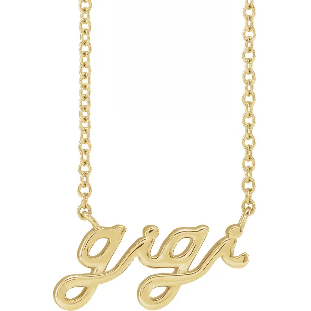 14K Solid Gold Gigi Script Letter Necklace or in Sterling Silver 18 ...