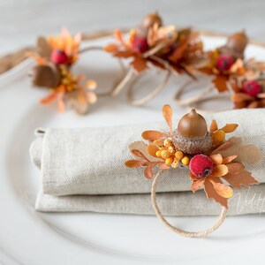 10 Napkin Rings Set, Acorns Fall Wedding Decor, Fall Leaves Place ...
