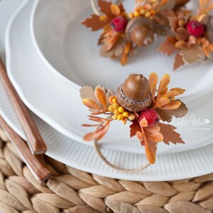 10 Napkin Rings Set, Acorns Fall Wedding Decor, Fall Leaves Place ...