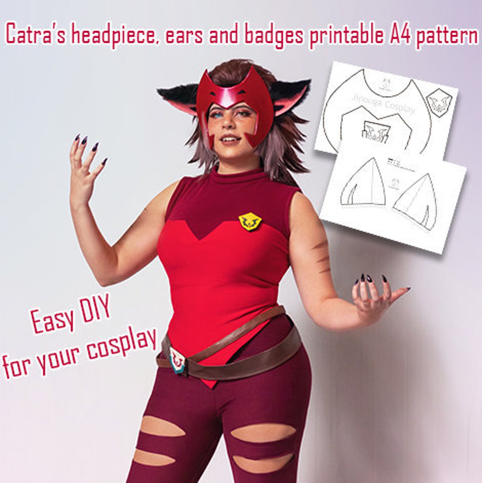 A4 DIY Printable Catra Headpiece, Ears and Badges for Your Cosplay - Etsy