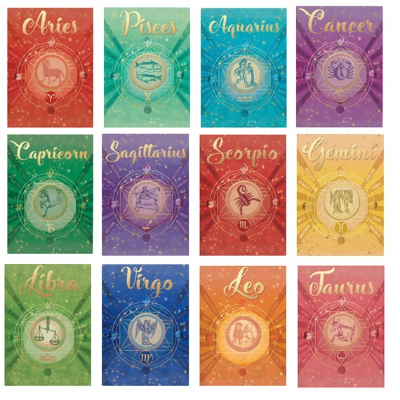 Zodiac Greeting Cards Zodiac Cards Astrology Cards Zodiac - Etsy