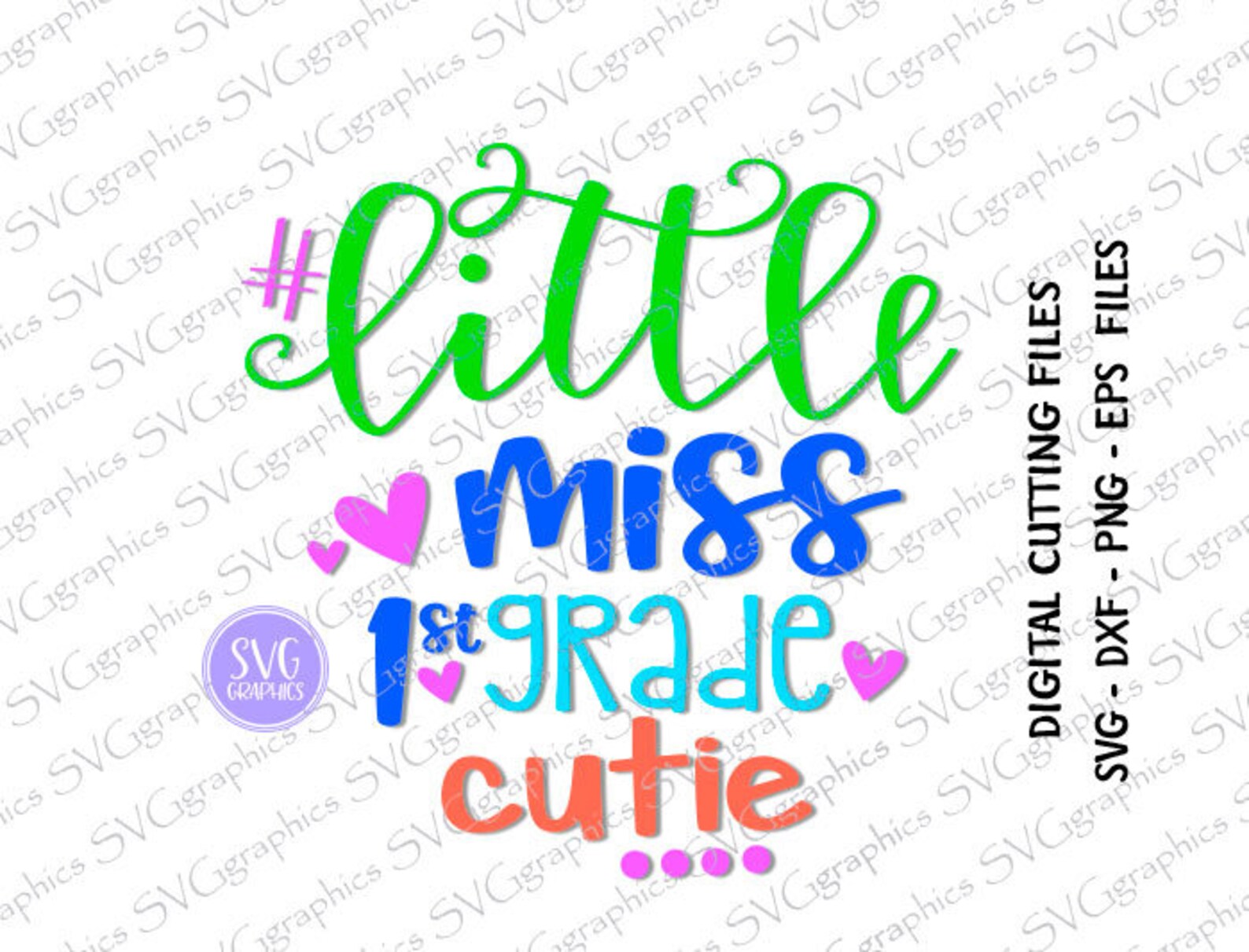 SVG DXF EPS 289 Little Miss 1st Grade Cutie Digital Cut - Etsy