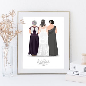 Personalized Bride Mother Grandmother Portrait, 3 Generations Custom ...