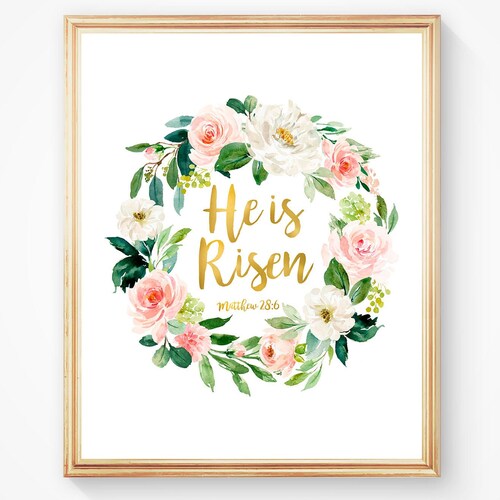 He is Risen Easter Scripture Print Easter Bible Verse | Etsy