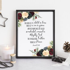For Unto Us a Child is Born Isaiah 9:6 Print Bible Verse Wall - Etsy