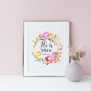 He is Risen Matthew 28:6 Easter Prints Bible Verse Wall - Etsy