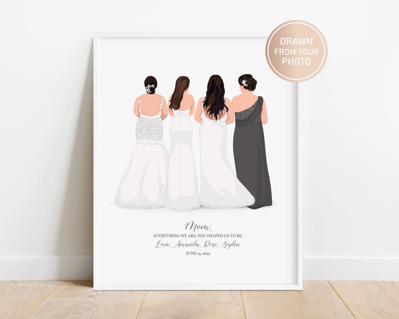 Wedding Portrait of a Generation, Personalized Family Illustration, 3 ...