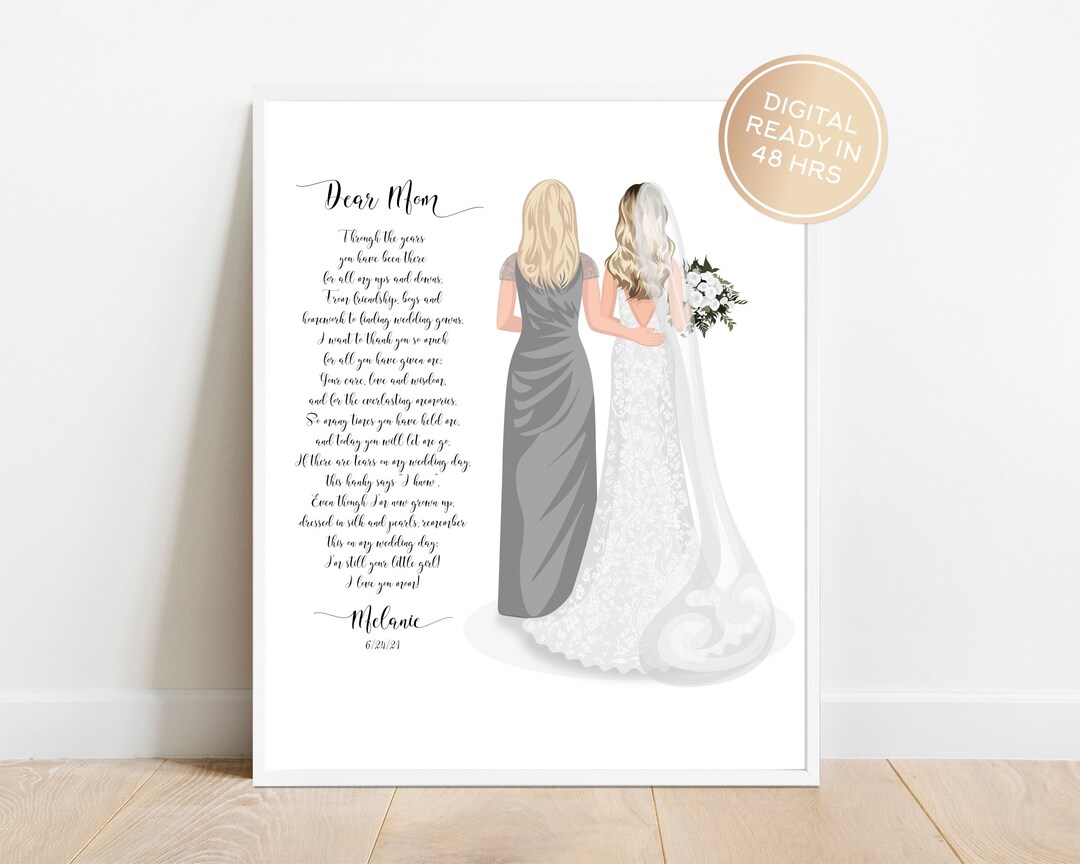 Custom Mother of the Bride Print, Wedding Gift for Mom, Family Wedding ...