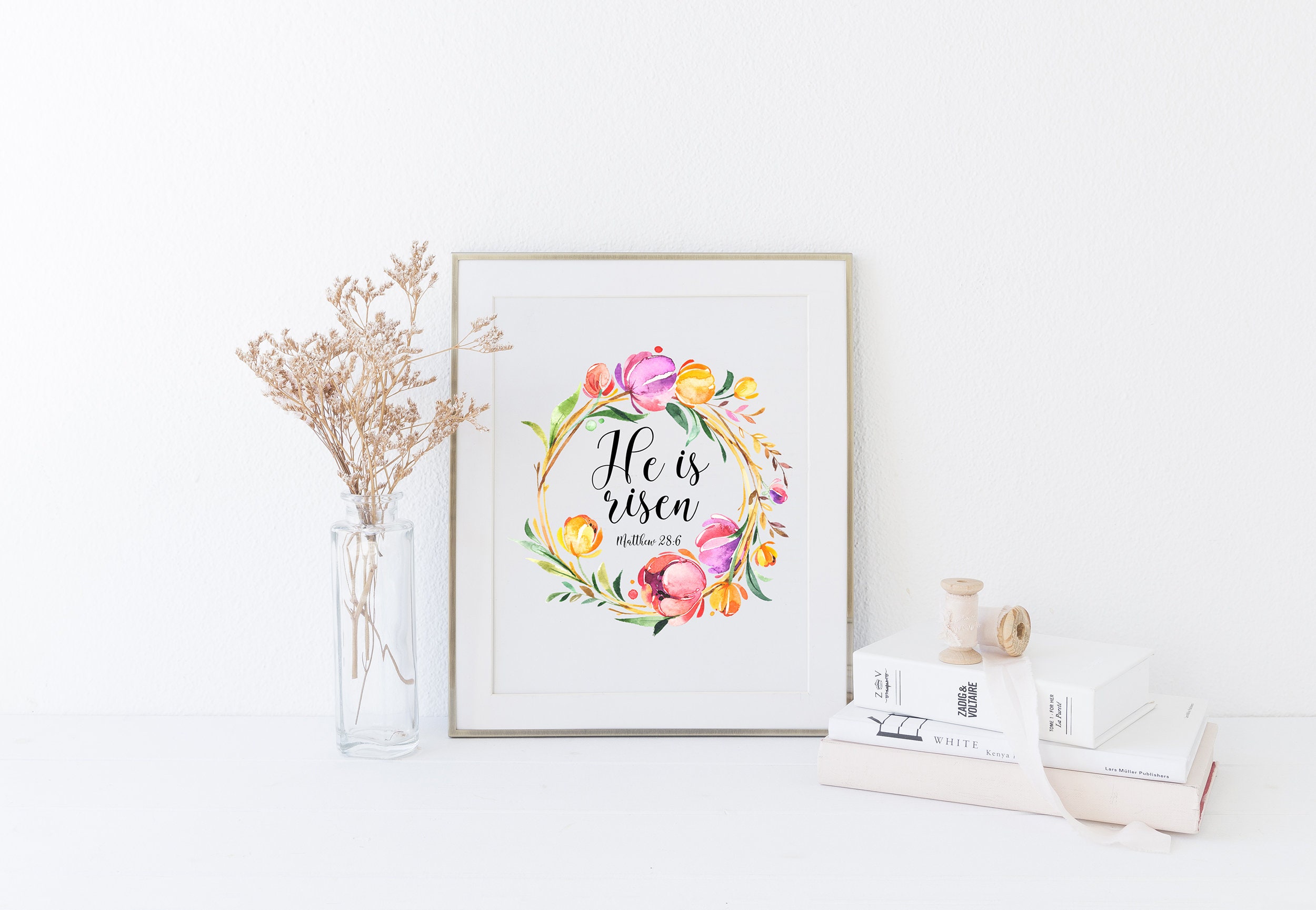 He is Risen Matthew 28:6 Easter Prints Bible Verse Wall | Etsy