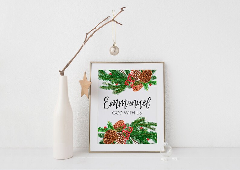 Emmanuel God With Us Bible Verse Print Christmas Quote Etsy