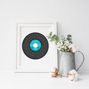 Personalized Song Record Print, Custom Vinyl Lyrics, Favorite Song ...