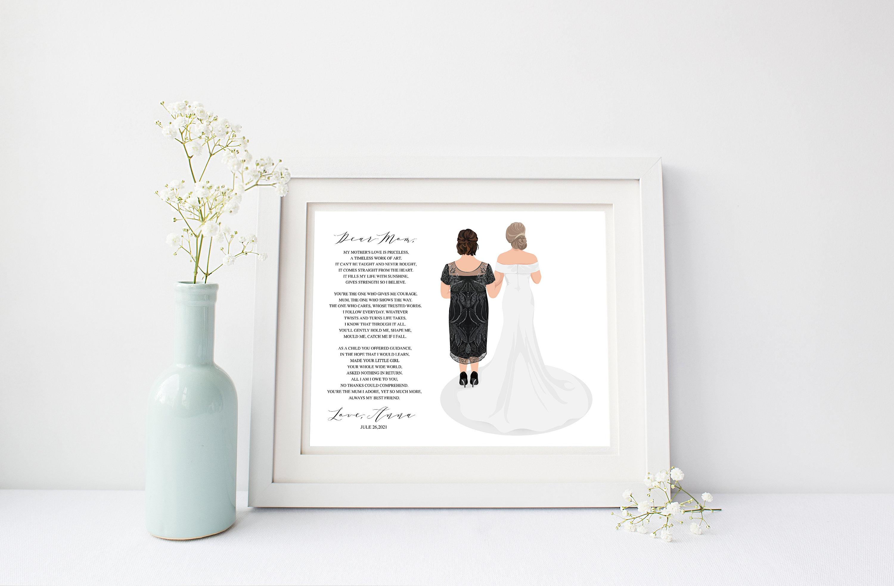 Custom Mother of the Bride Print Wedding Gift for Mom Family - Etsy