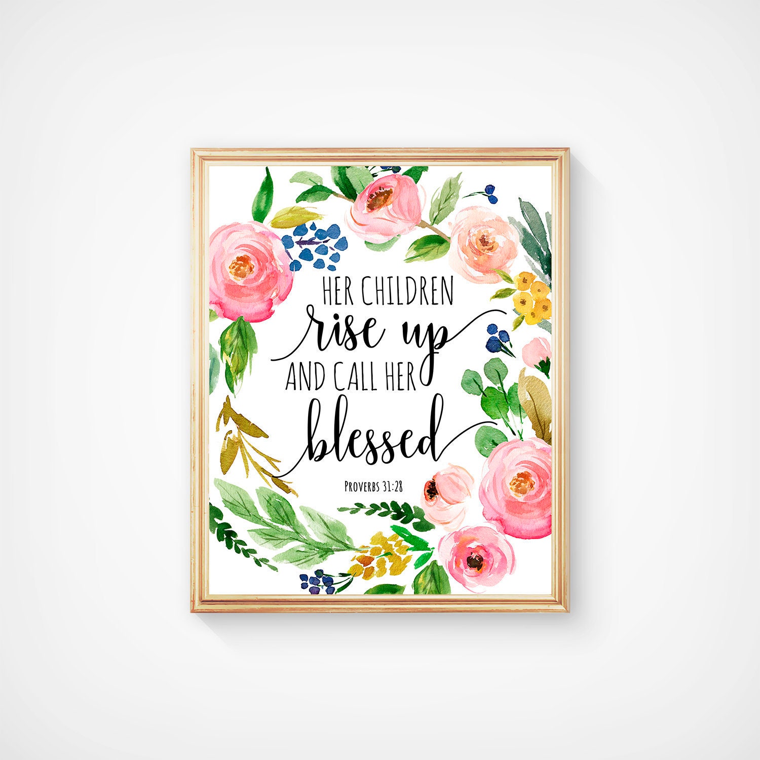 Bible Verse Print Her children rise up and call her blessed | Etsy