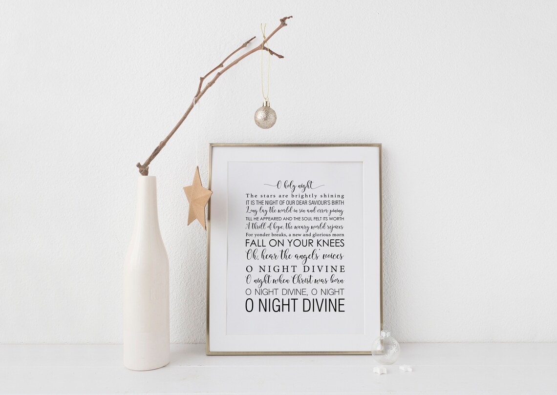 O Holy Night Christmas Word Art Christmas Hymn Song Lyrics - Etsy