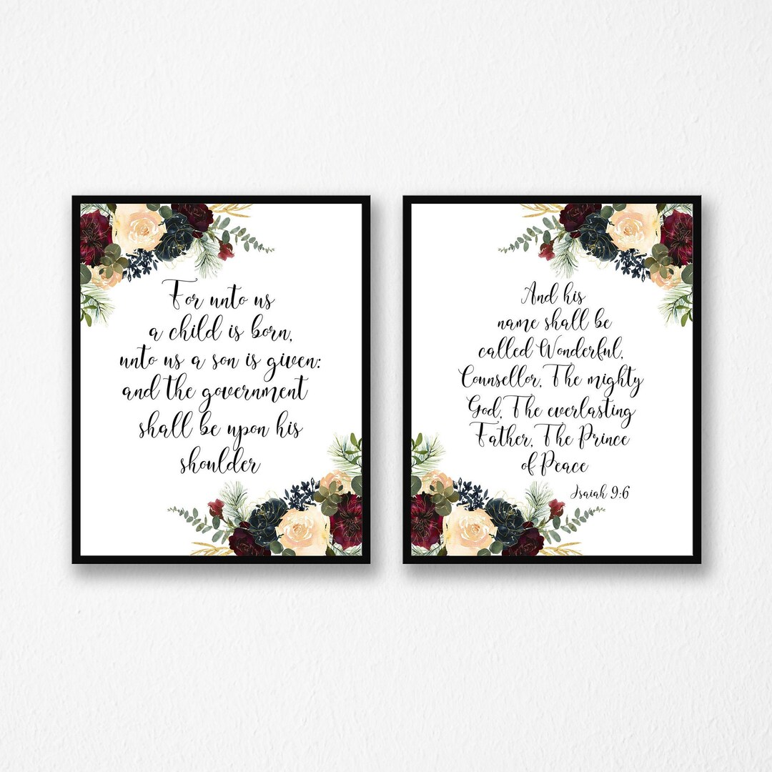 For Unto Us a Child is Born Isaiah 9:6 Print Bible Verse - Etsy