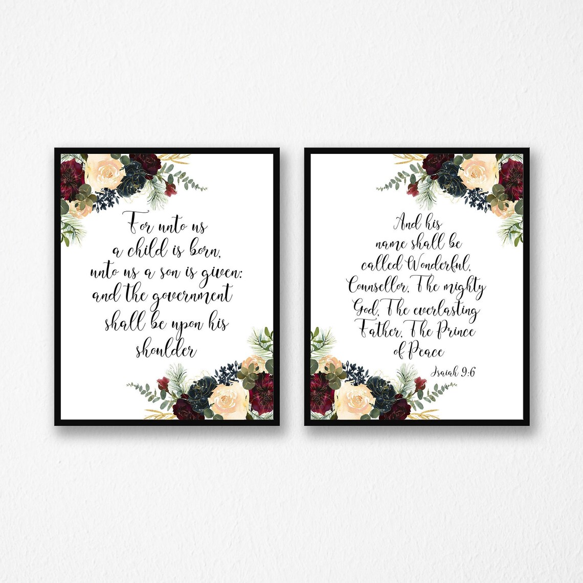 For Unto Us a Child is Born Isaiah 9:6 Print Bible Verse | Etsy