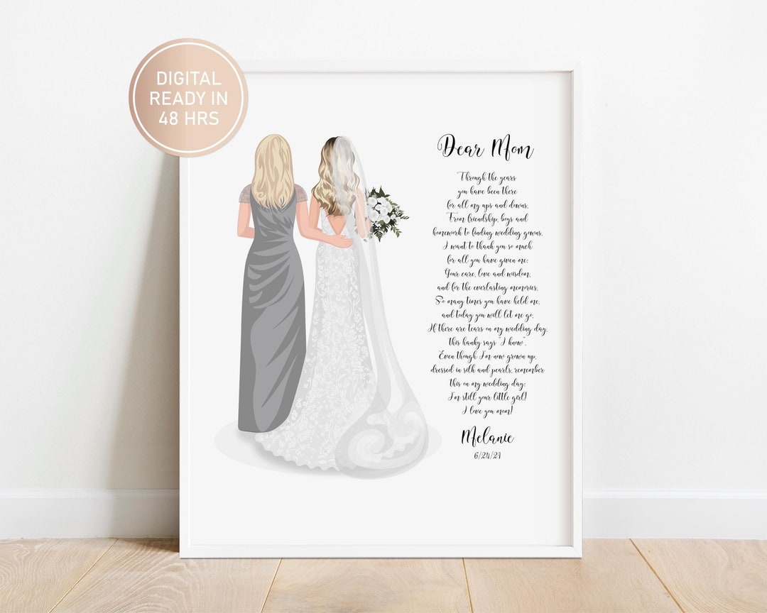 Custom Mother of the Bride Print, Poem From Daughter to Mom, Mother of ...