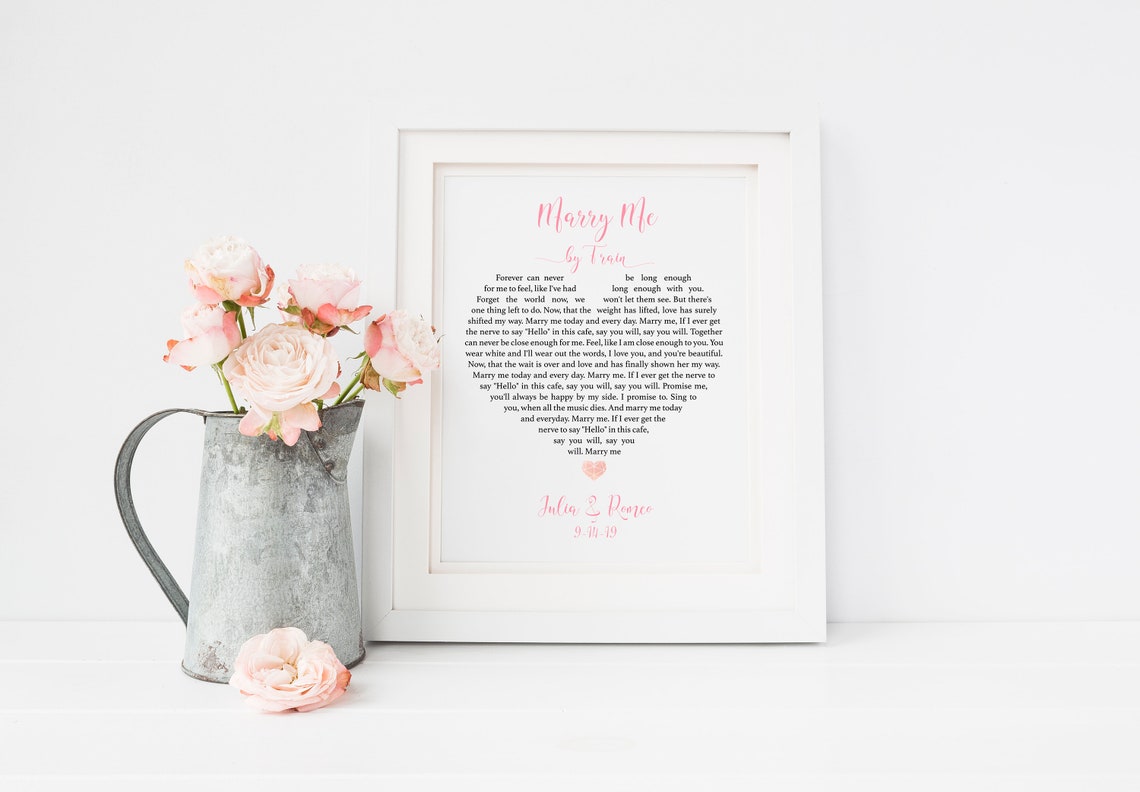 Custom Song Lyrics Print, Marry Me by Train, Wall Art, Song Print ...