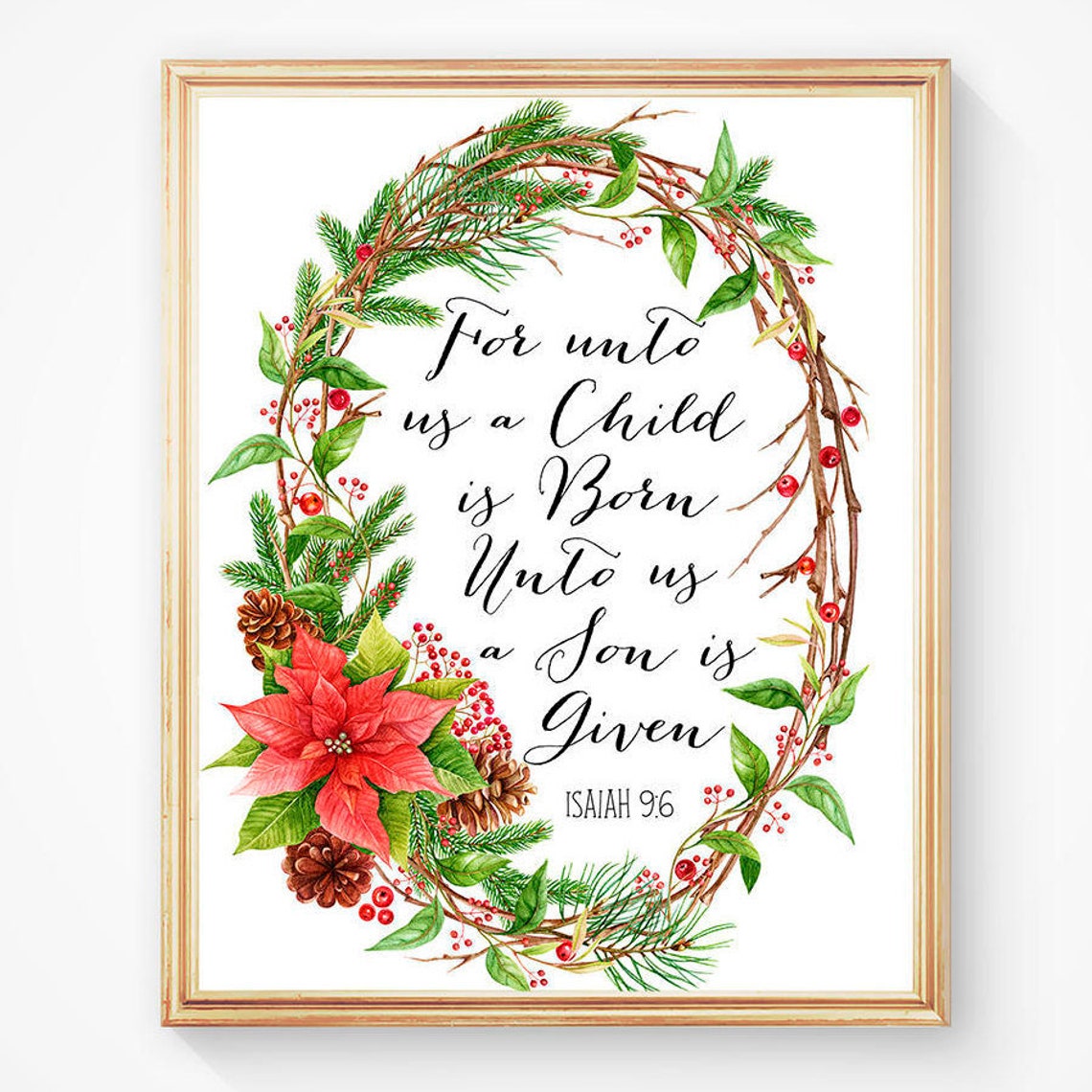 For Unto Us a Child is Born Printable Isaiah 9:6 Wall Art - Etsy