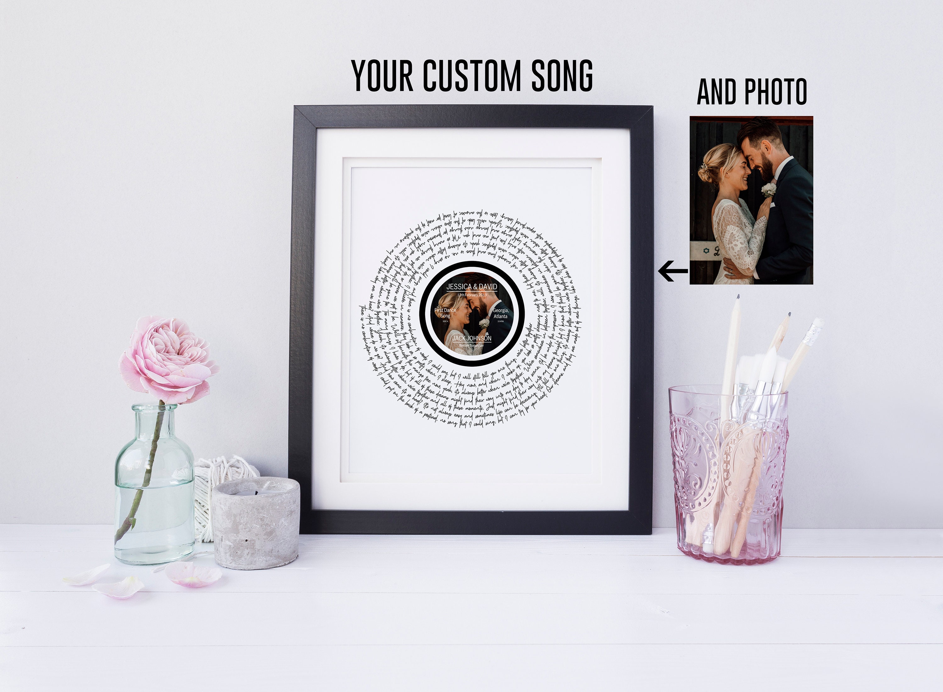 Custom Record Lyrics and Photo Gift Music Print Custom Lyric | Etsy
