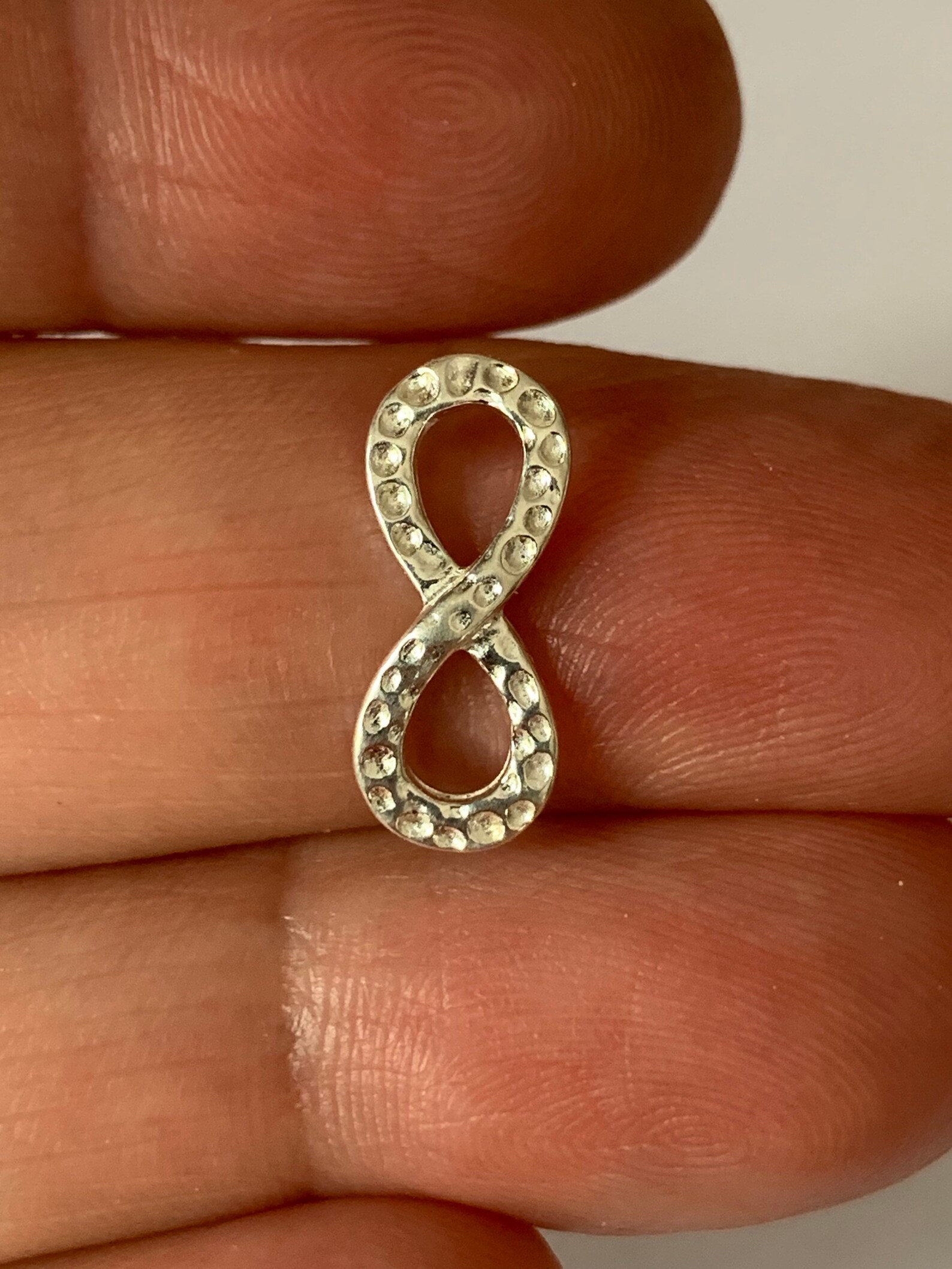 Infinity Connector Hammered .925 Charm for a Bracelet/ - Etsy