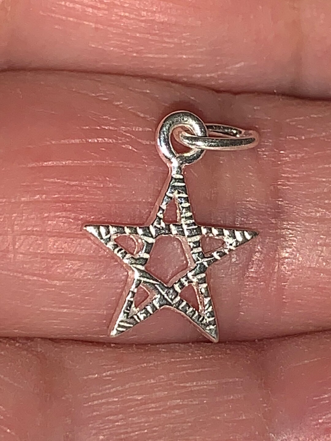 Sterling Silver Bethlehem Star Charm: Flat Design, 5mm X 4mm Loop ...