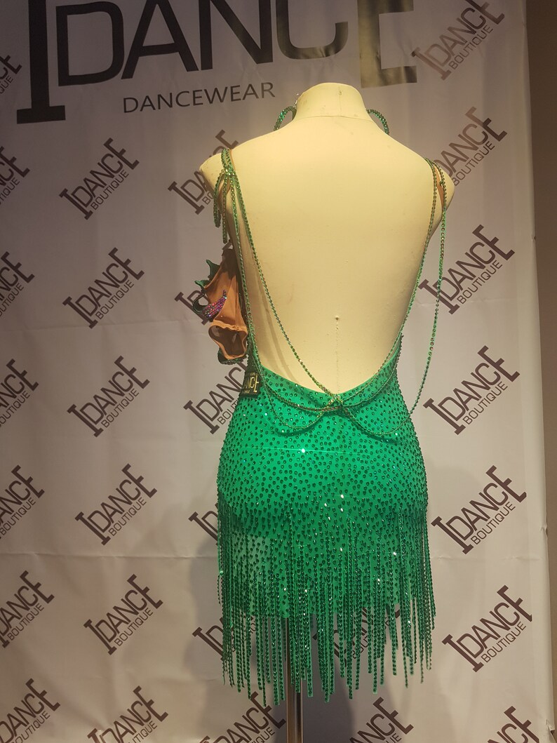 Green Latin Dance Competition Dress With Stones - Etsy