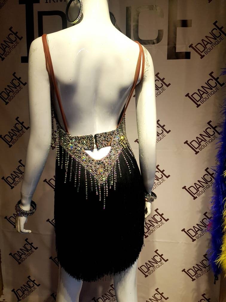 Leopard Latin Dance Competition Dress, Stones & Black Fringe - Etsy