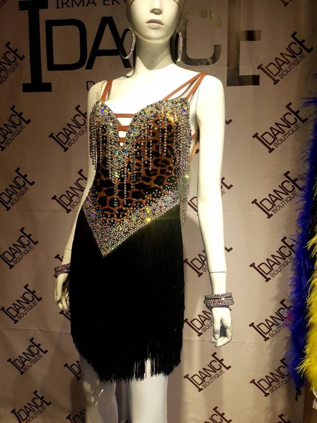 Leopard Latin Dance Competition Dress, Stones & Black Fringe - Etsy
