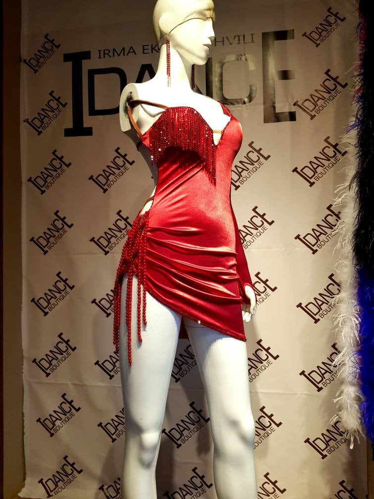 Red Latin Dance Competition Dress With Stones - Etsy