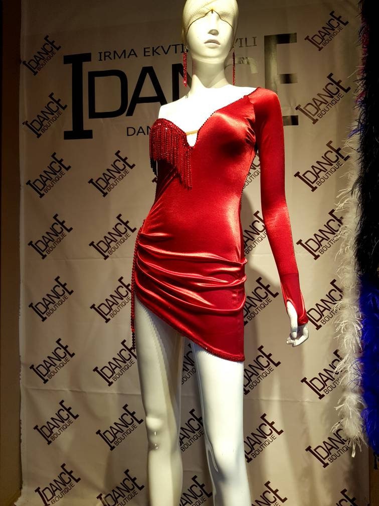 Red Latin Dance Competition Dress With Stones - Etsy