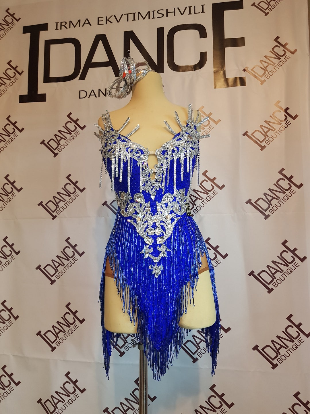 Blue Latin Dance Competition Dress With Stones - Etsy