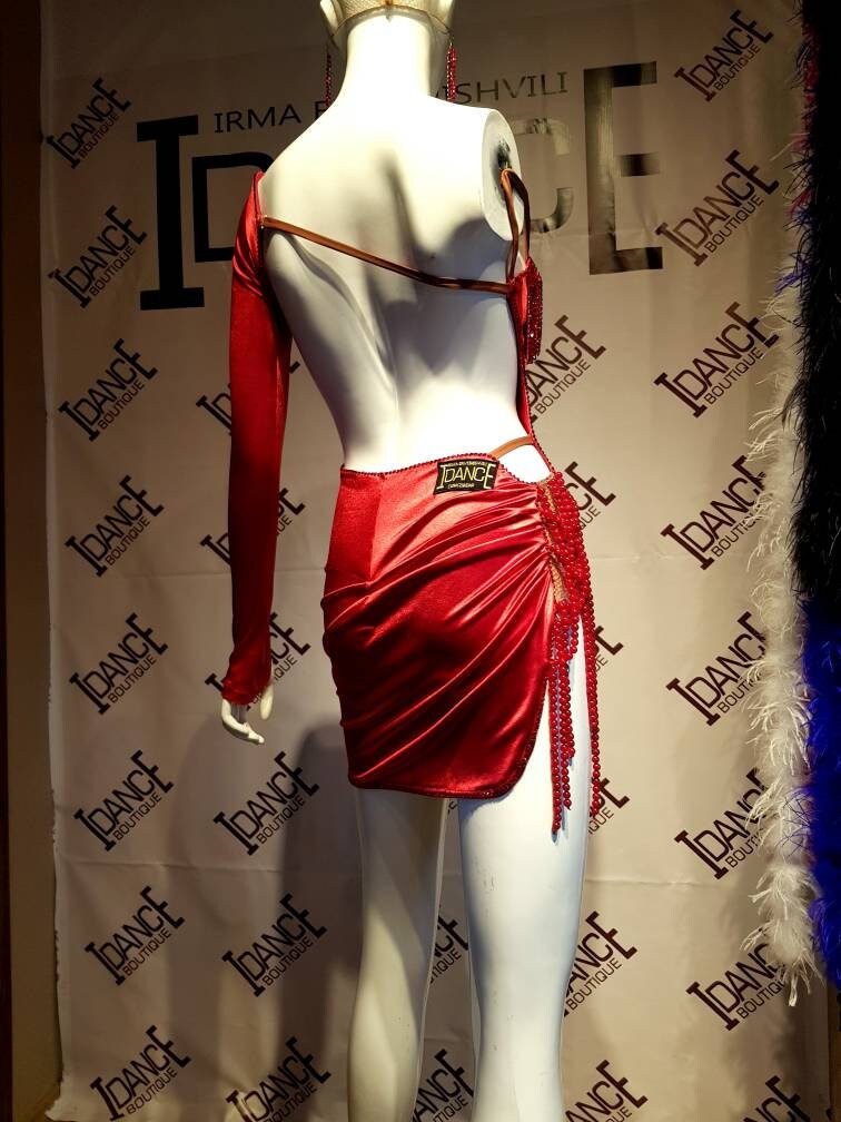 Red Latin Dance Competition Dress With Stones - Etsy