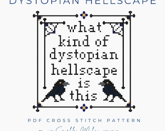 Dystopian Hellscape Wednesday Inspired Cross Stitch Pattern PDF - Etsy