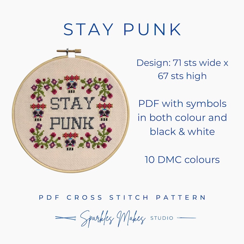 Stay Punk Cross Stitch Pattern PDF - Etsy