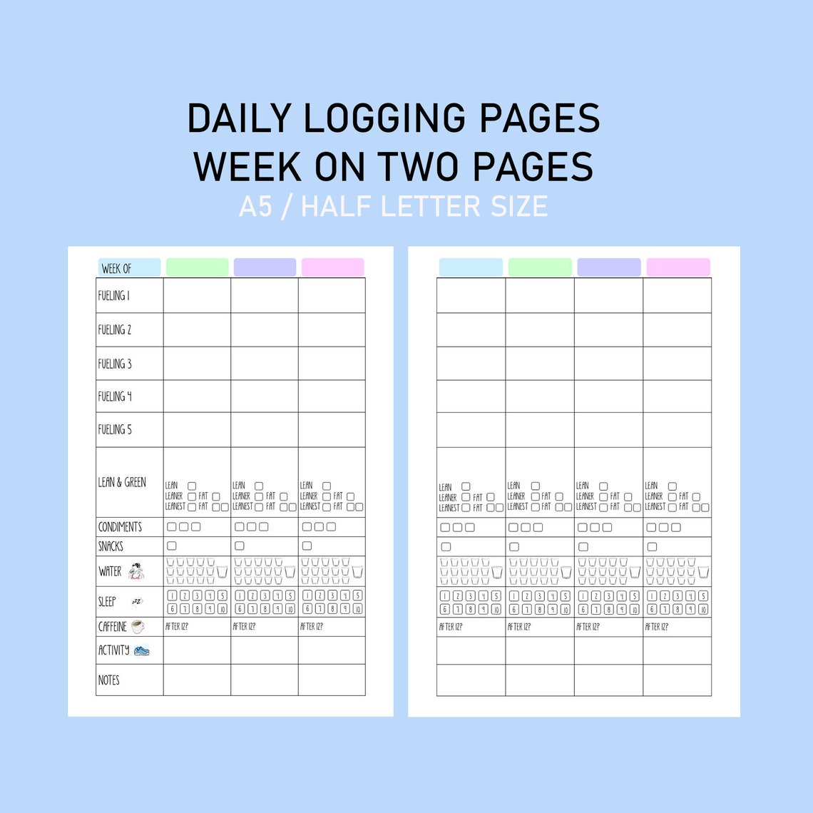 Printable Optavia 5-1 Food Diary: Weight Loss Tracker (a5/half Letter ...