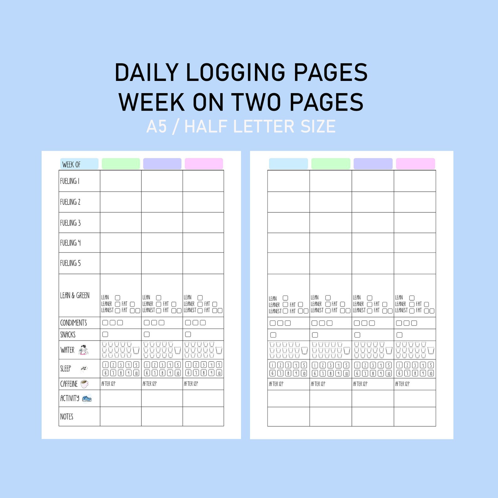 Printable Optavia 5-1 Food Diary: Weight Loss Tracker (a5/half Letter ...