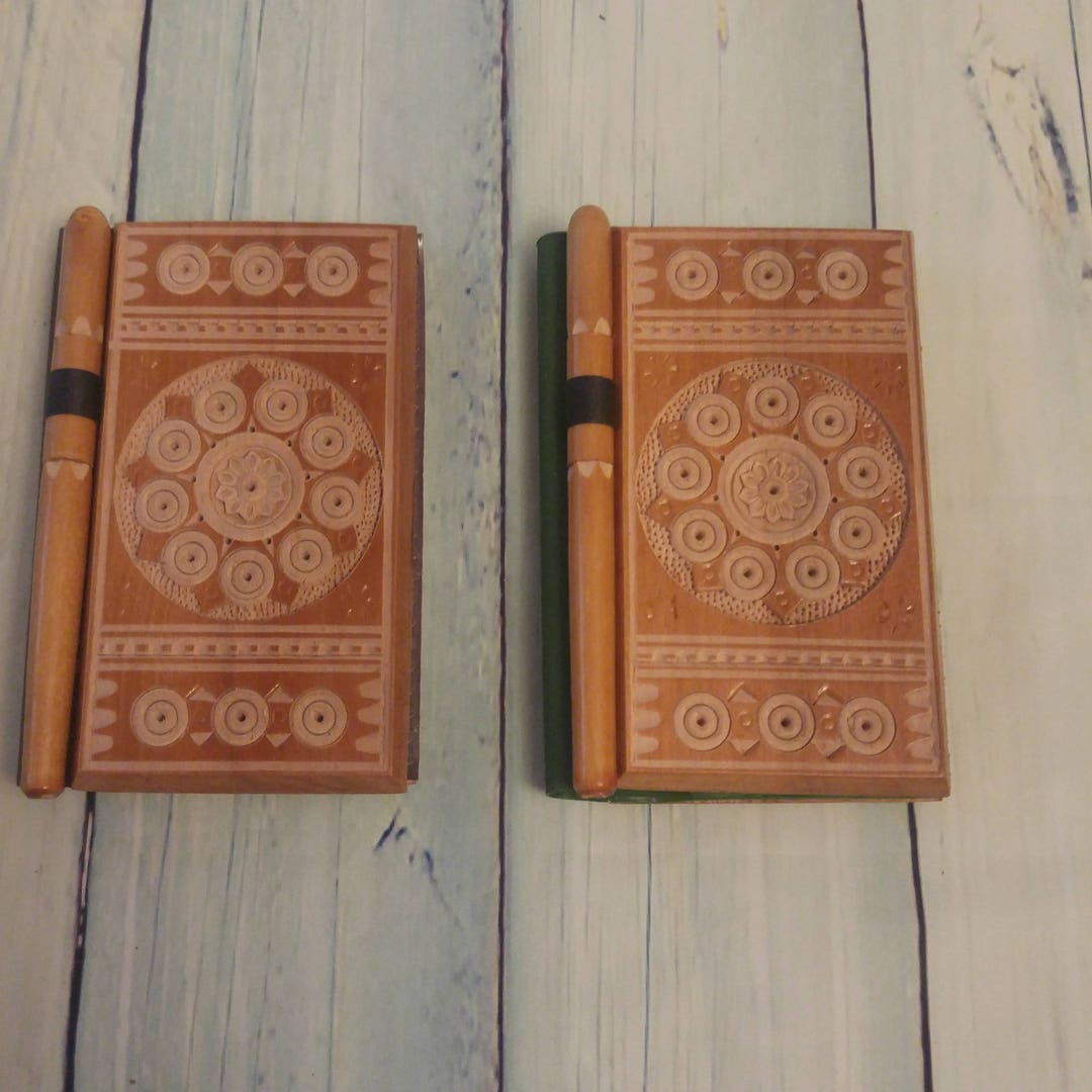 Vintage Wood Note Pads With Pen Holder - Etsy
