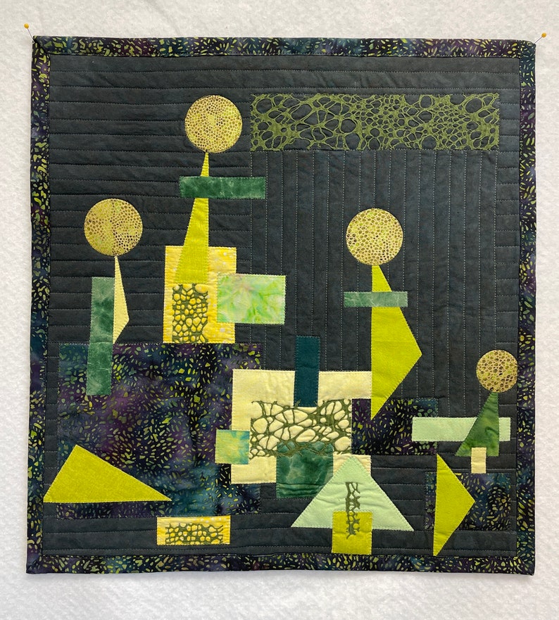 Geometric Abstract Art Quilt - in Greens - Etsy