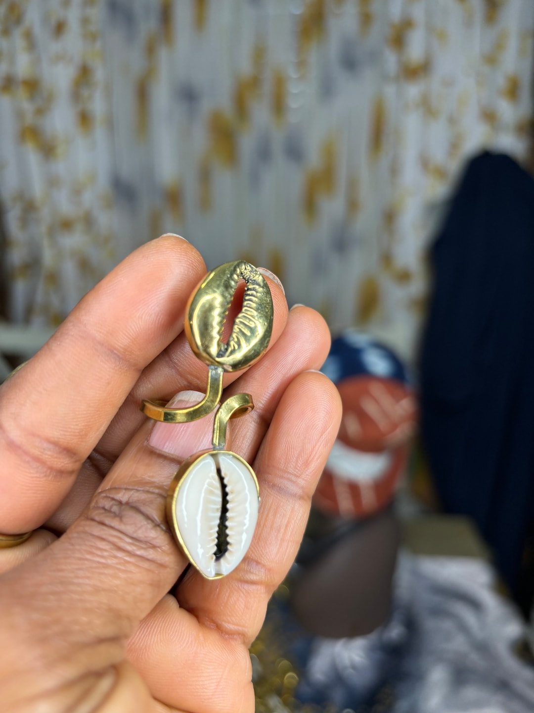 Cowrie & Solid Brass Ring - Etsy