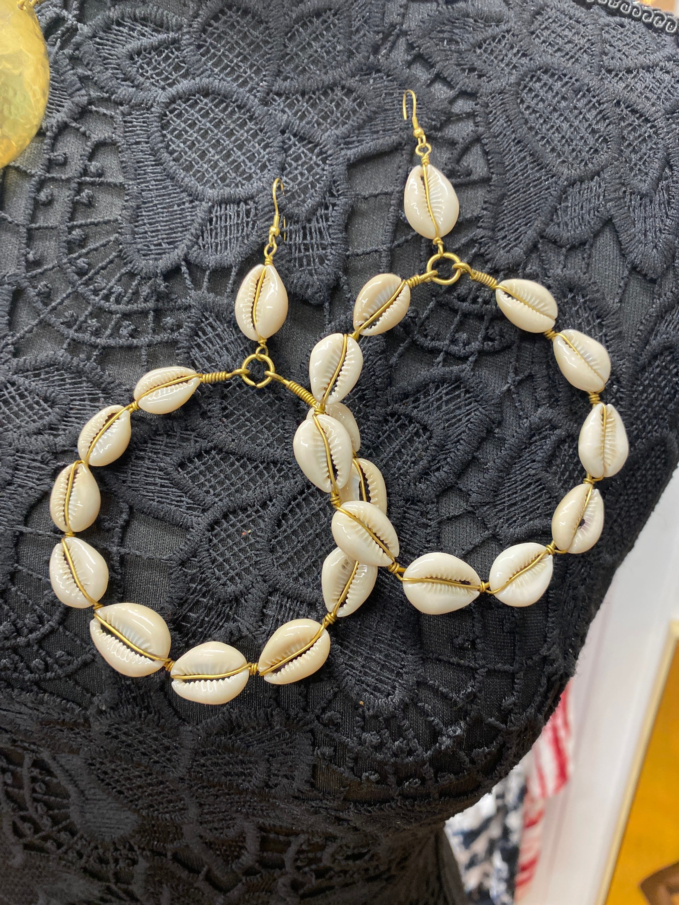Hoop Earrings cowrie Shells - Etsy
