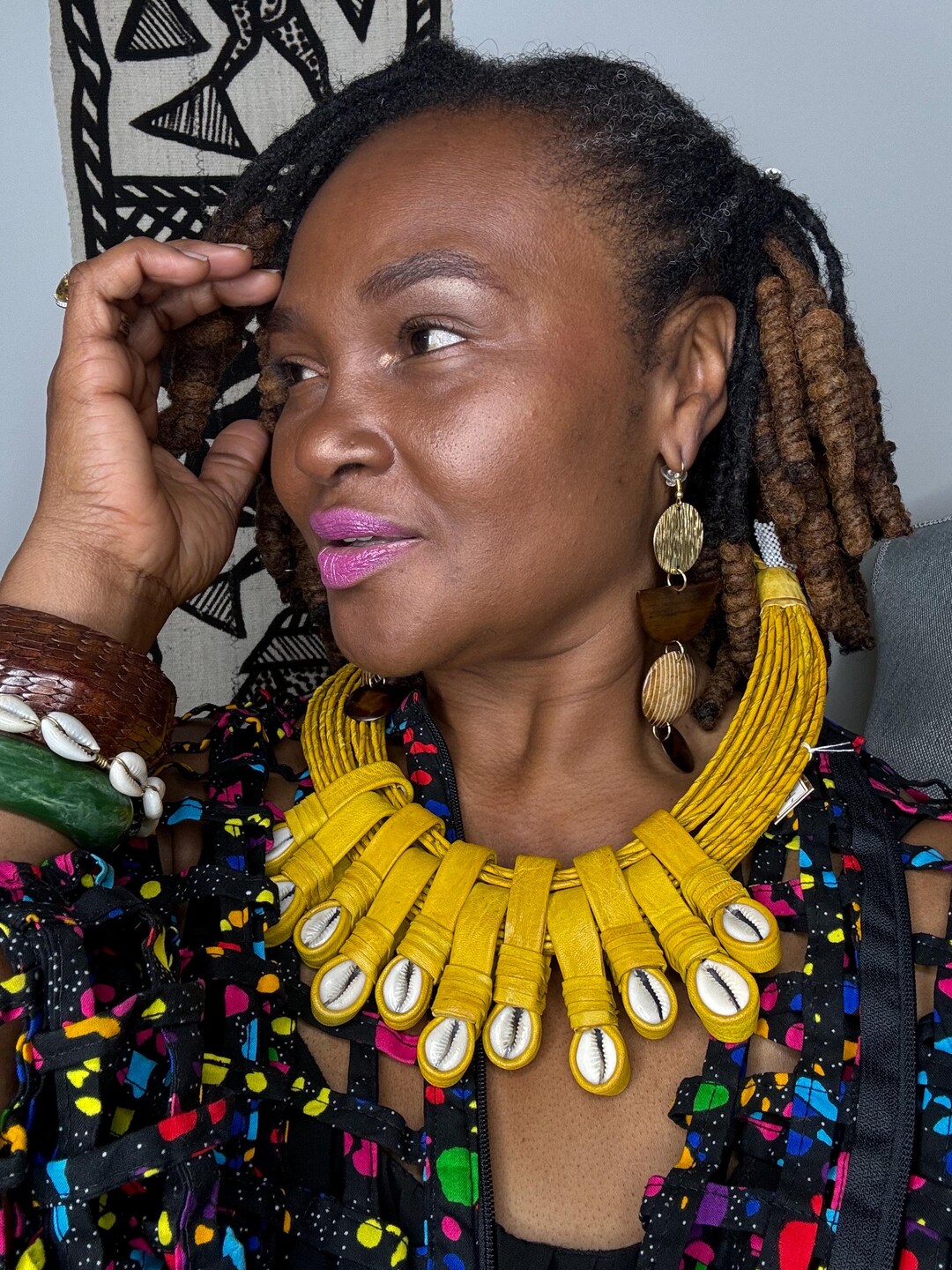 Mustard Leather and Cowrie Shells - Etsy