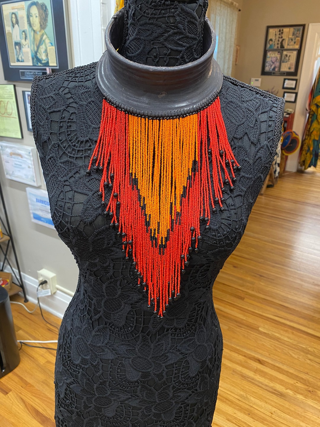 Sista Queen Leather and Beaded Necklace - Etsy