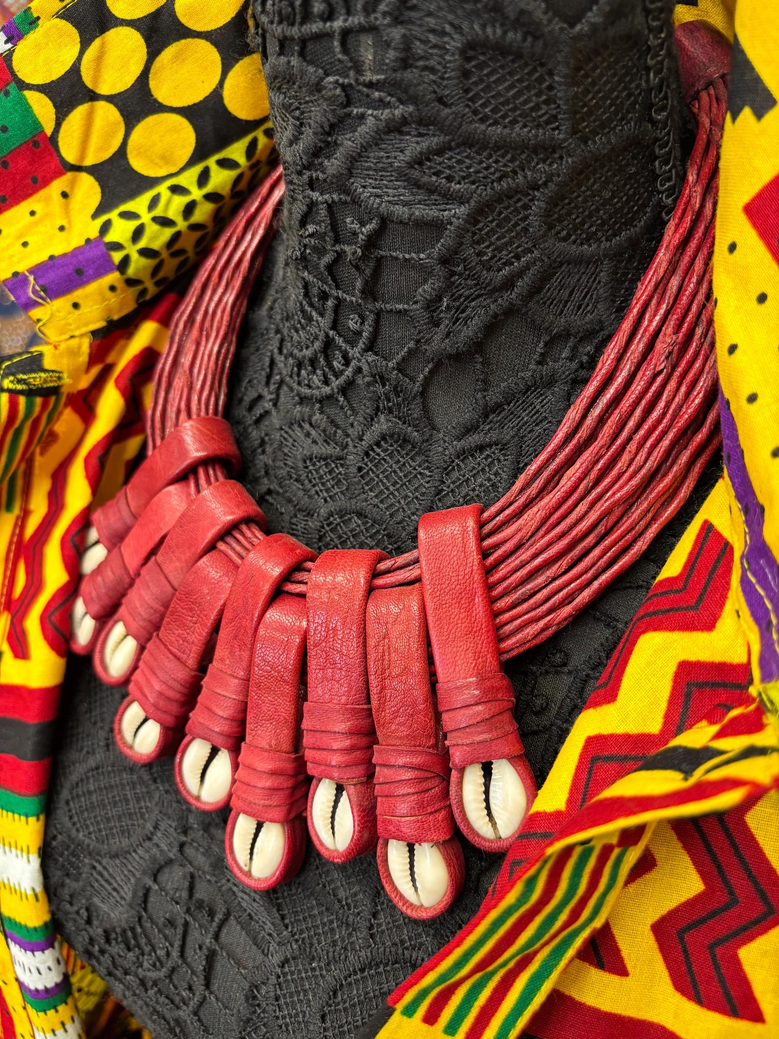 Cowrie and Leather Red Color Necklace - Etsy