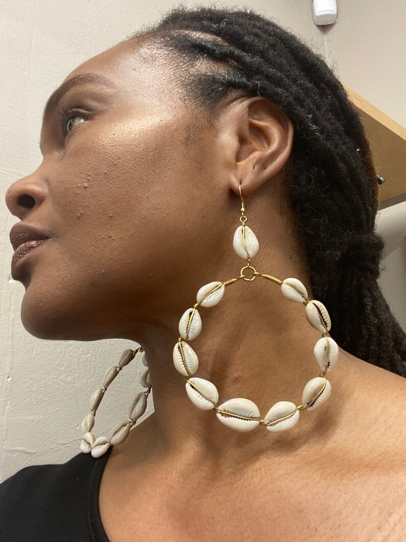 Hoop Earrings cowrie Shells - Etsy