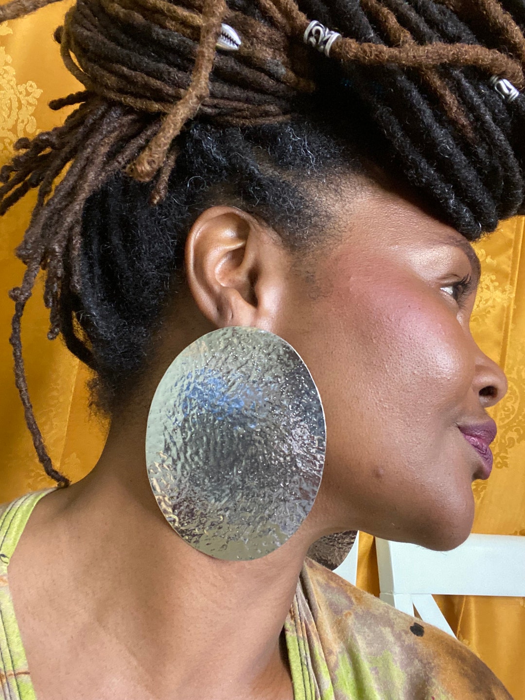 Silver Metal Disc Oval Lightweight Earrings ONLY - Etsy