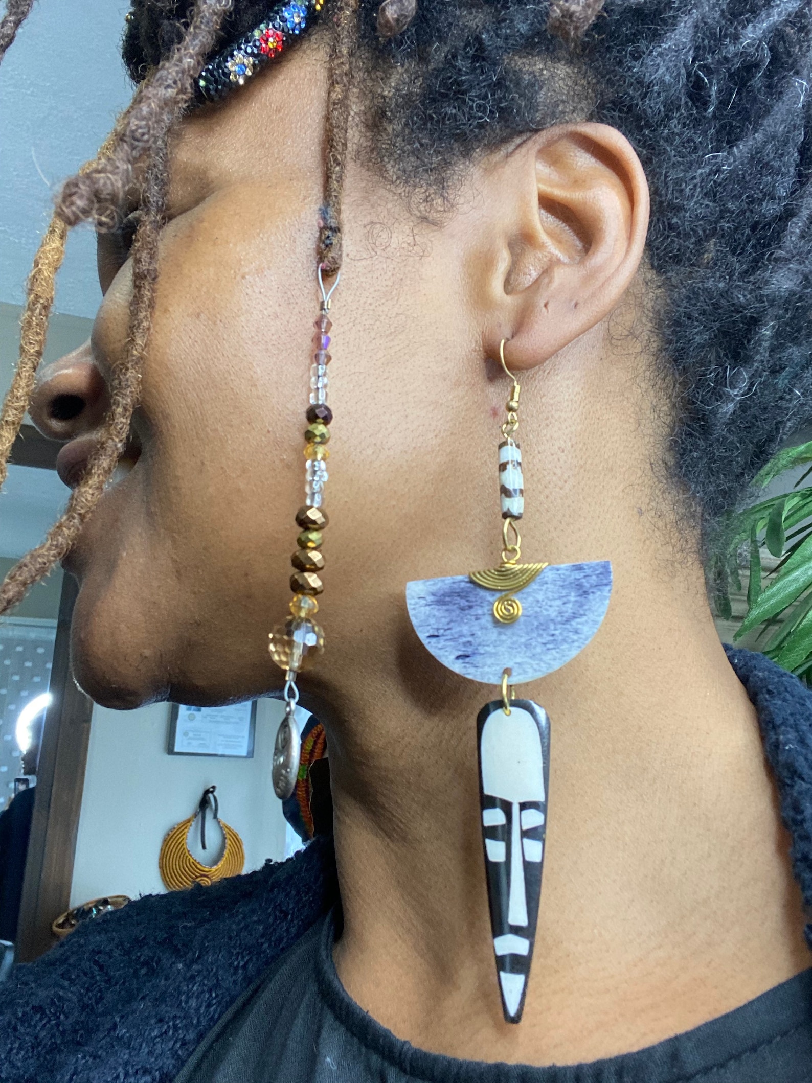 Textured Bone Earrings With Brass Wiring - Etsy