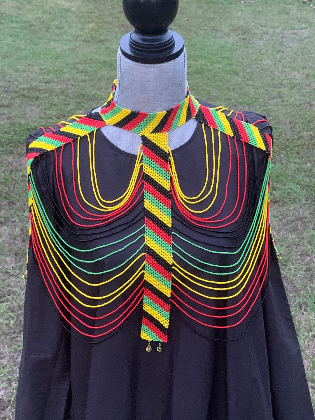 Red Gold and Green Beaded Body Chain - Etsy