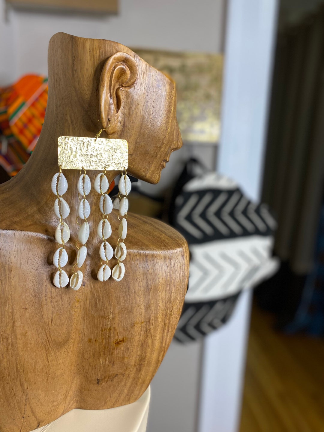 Gold Plate Cowrie Earrings. - Etsy